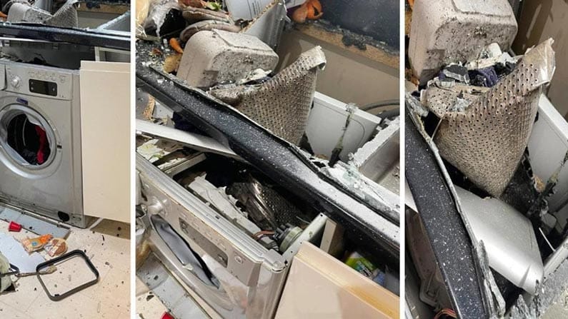 Shocking Scene: వంట గదిలో భారీ శబ్దం.. పేలిన వాషింగ్ మిషన్.. భయానక ...