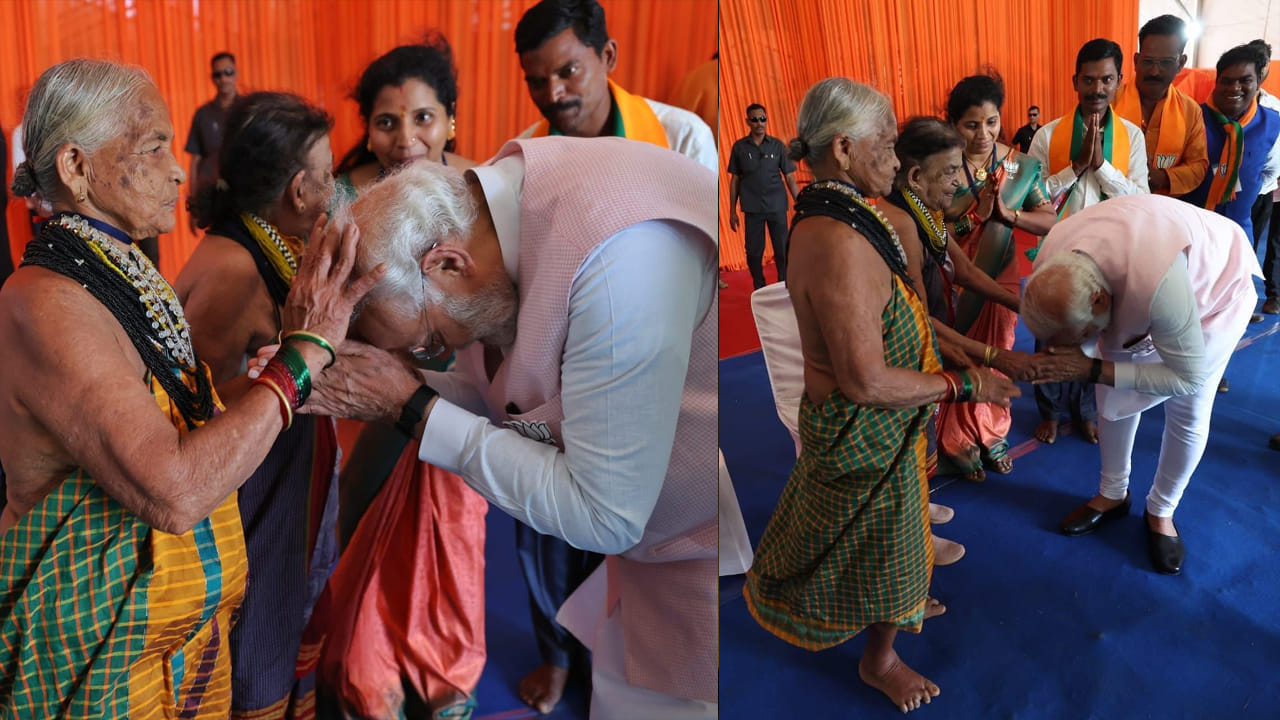 PM Modi: పద్మ గ్రహీతలు తులసి గౌడ, సుక్రి బొమ్మగౌడల ఆశీర్వాదం తీసుకున్న ...