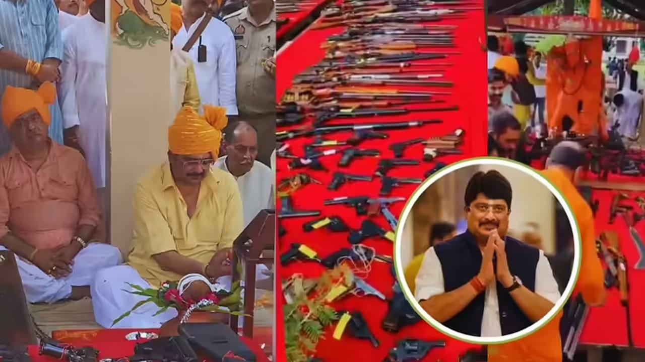 వాయమ్మో.! ఏందయ్యా ఇది.. ఆయుధ పూజనా?.. వెపన్స్ దుకాణమా..? - Telugu News ...